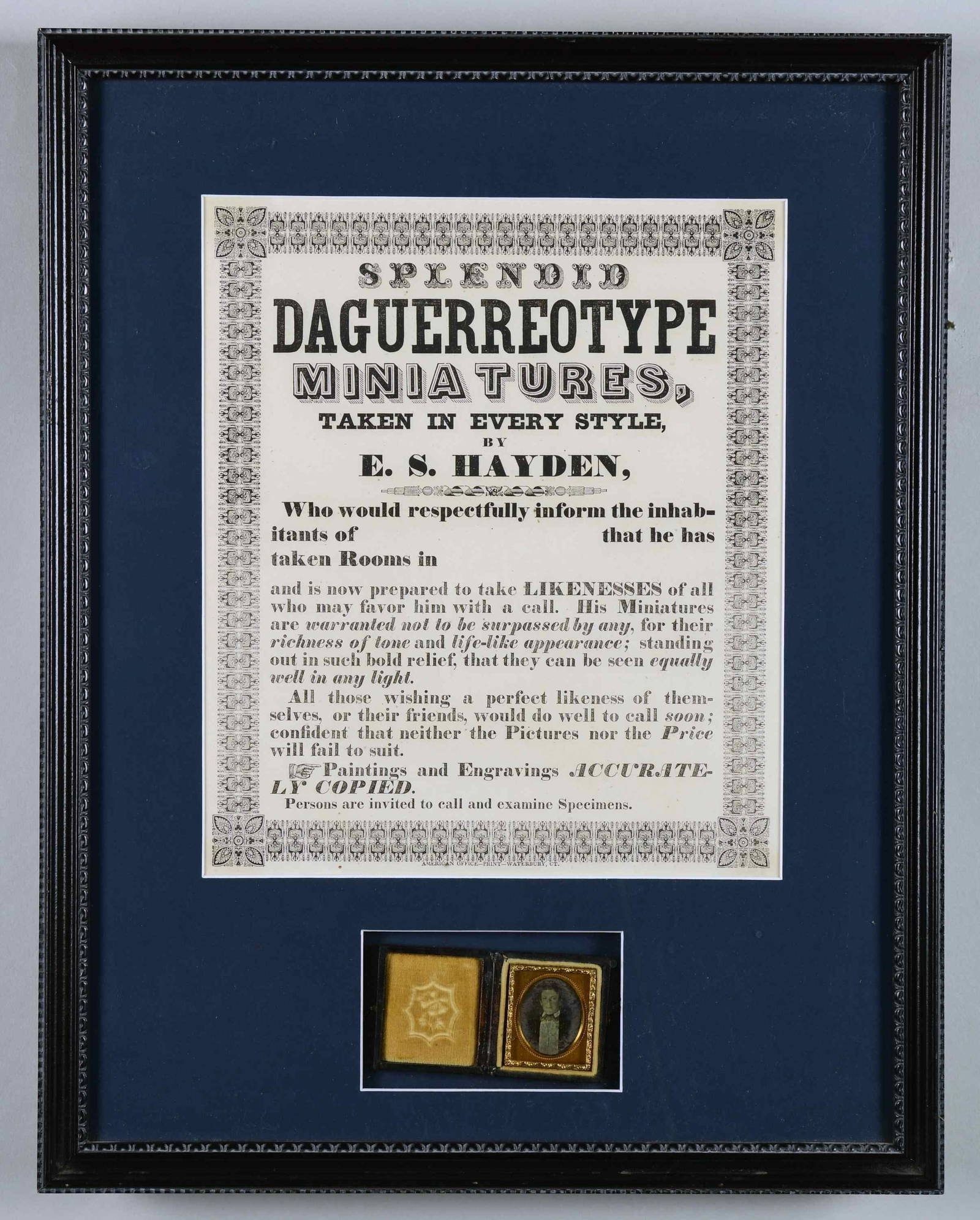 Early Daguerreotype Artist Broadside. Auction