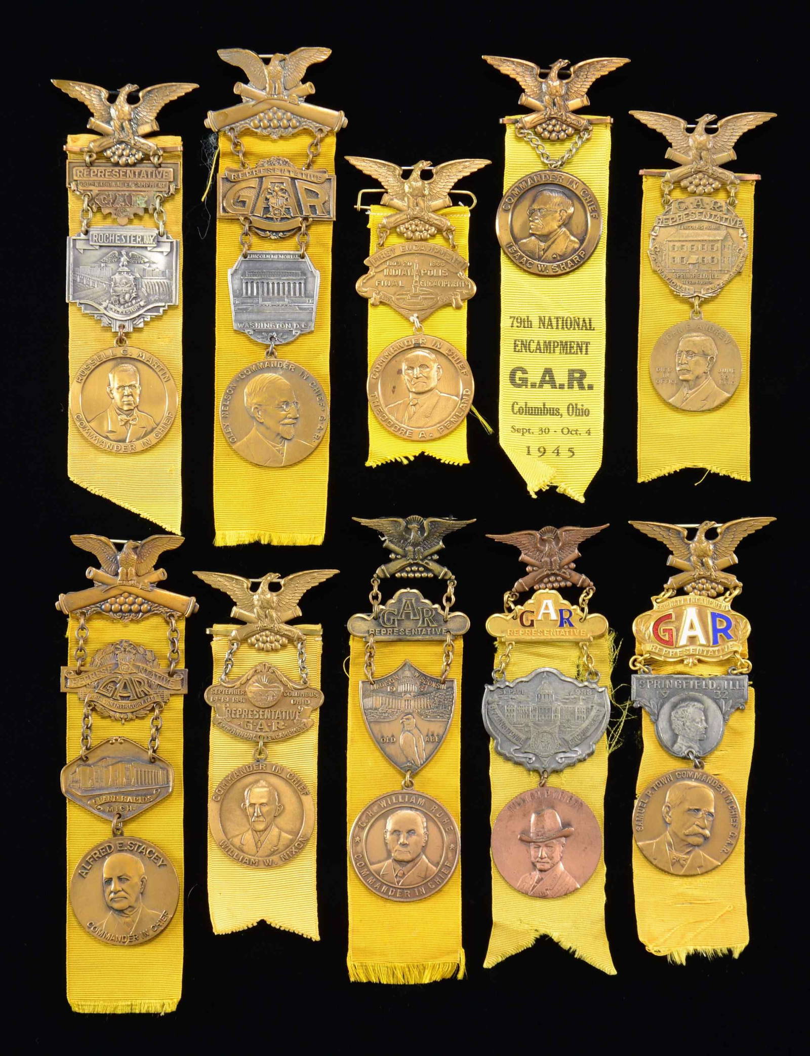 10 Gar National Encampment Medals. Auction