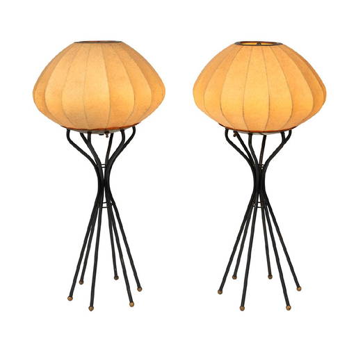 In The Manner Of George Nelson Table Lamps, Pair