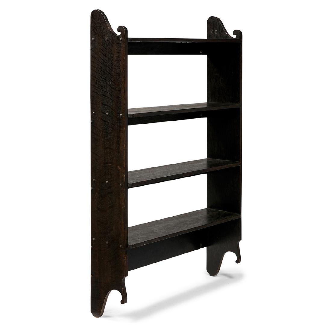 Charles Rohlfs oak wall shelf