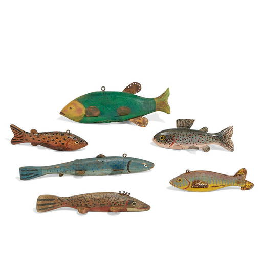 George Aho & Others, Fish Decoys, Group Of Six