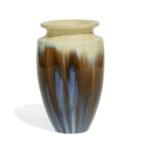 Fulper Pottery vase in ivory, brown, blue glaze