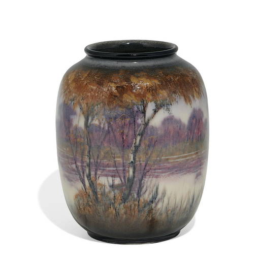 E.t. Hurley Rookwood Pottery Colorful Scenic Vase