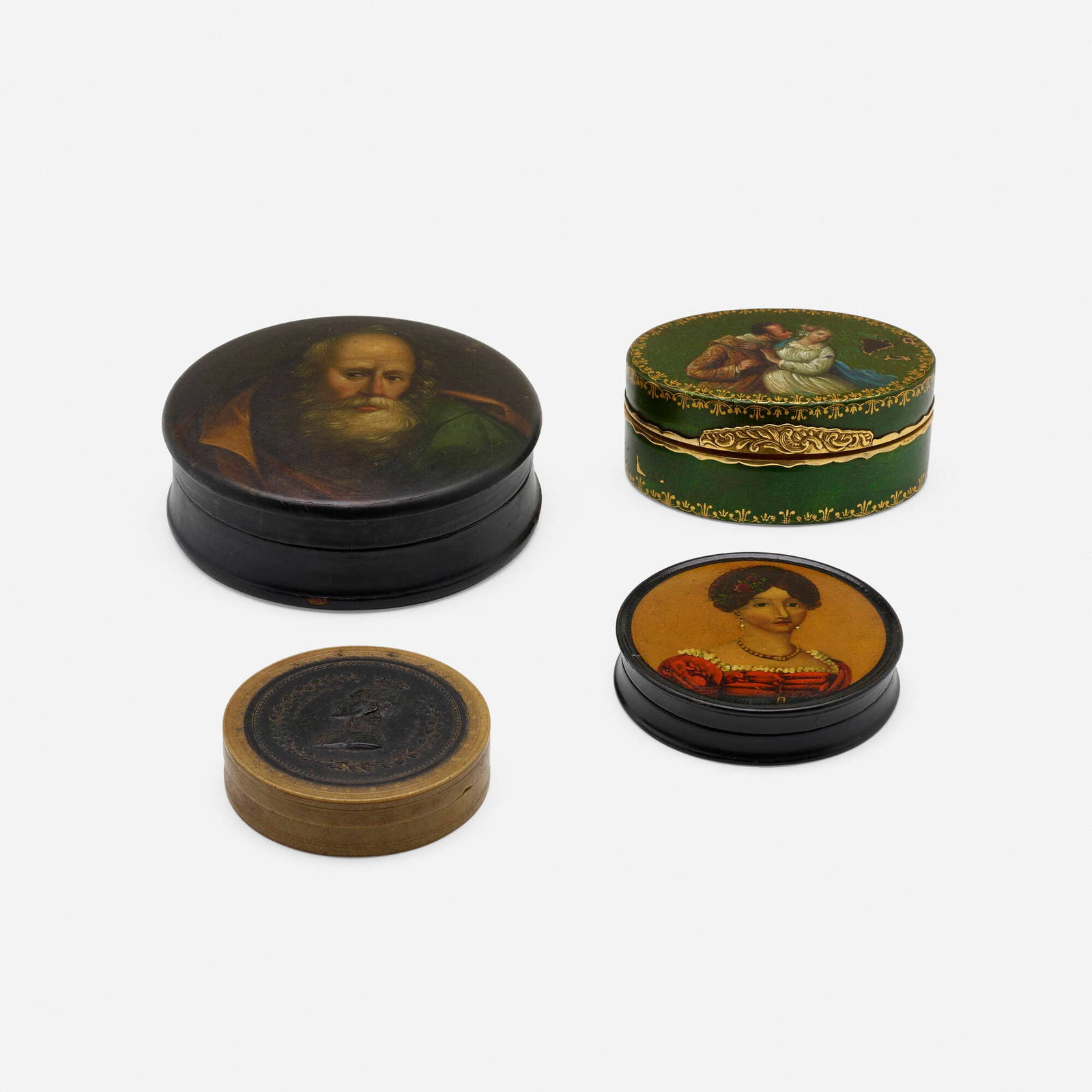Continental, Four Covered Snuff Boxes Auction