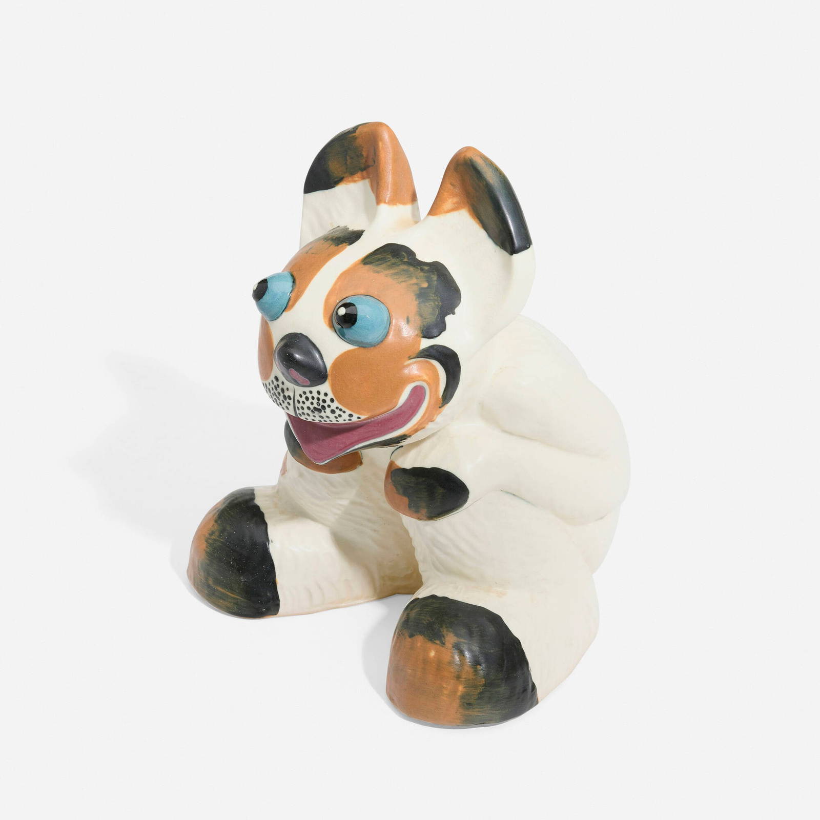 Weller Pottery, Large Pop-eye Dog Figure Auction
