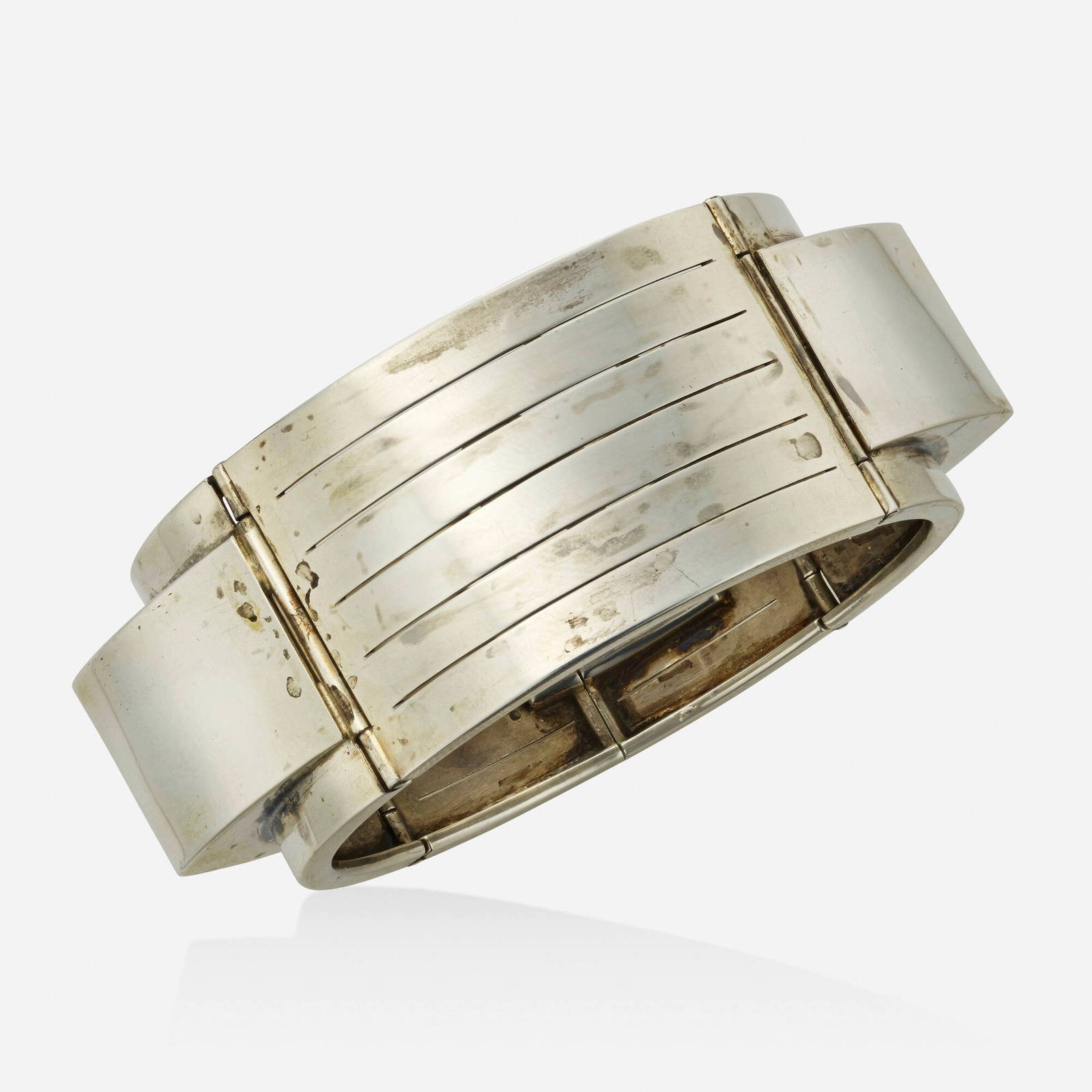 Jean Despres, Art Deco Silver Bangle Bracelet Auction