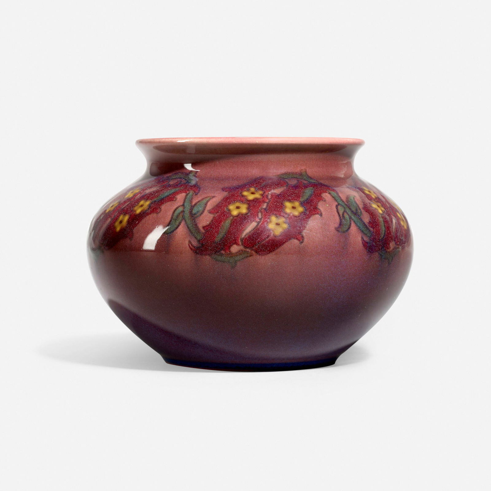 Sara Sax For Rookwood Pottery, Black Opal Vase With Art Deco Floral ...