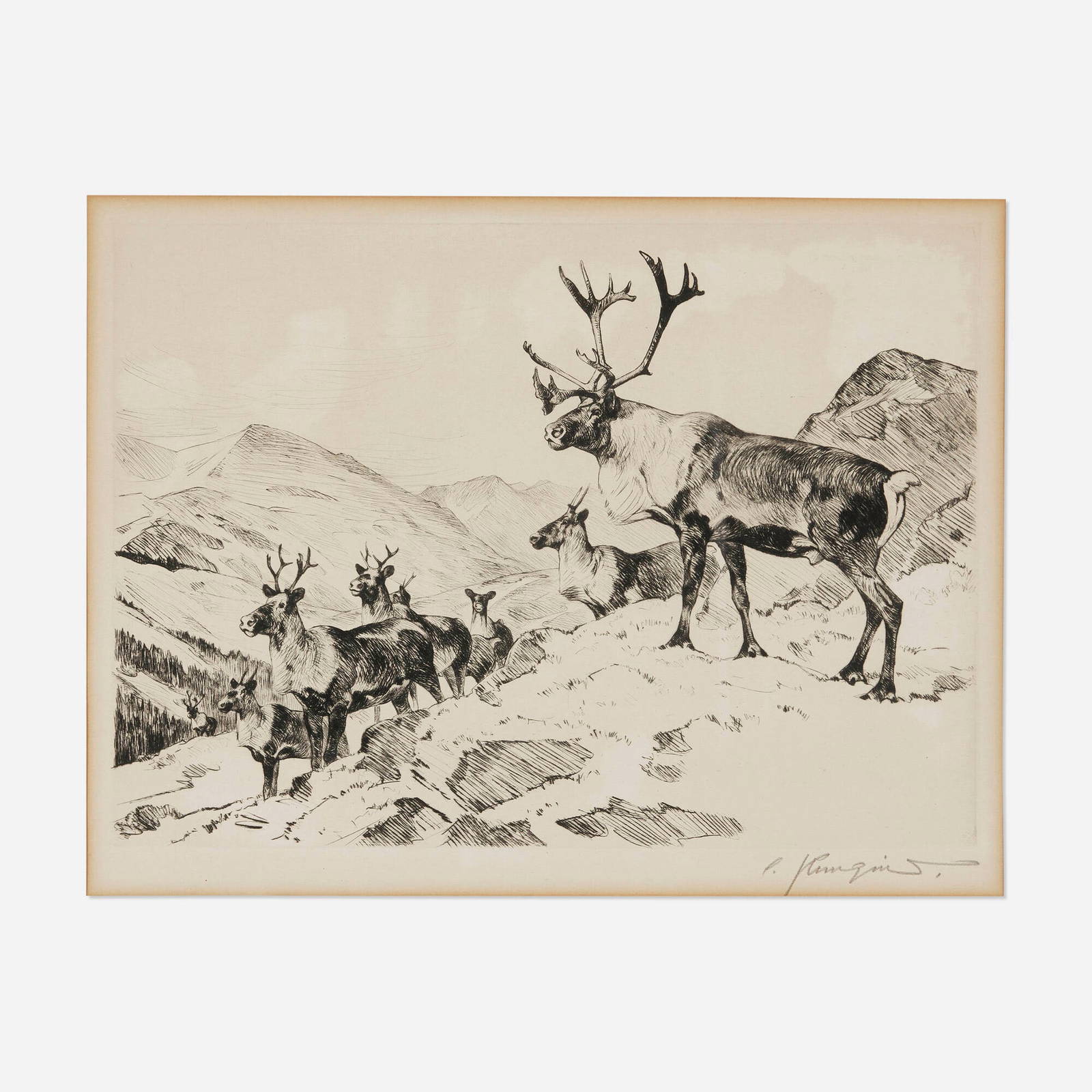 Carl Rungius, Mountain Caribou Auction