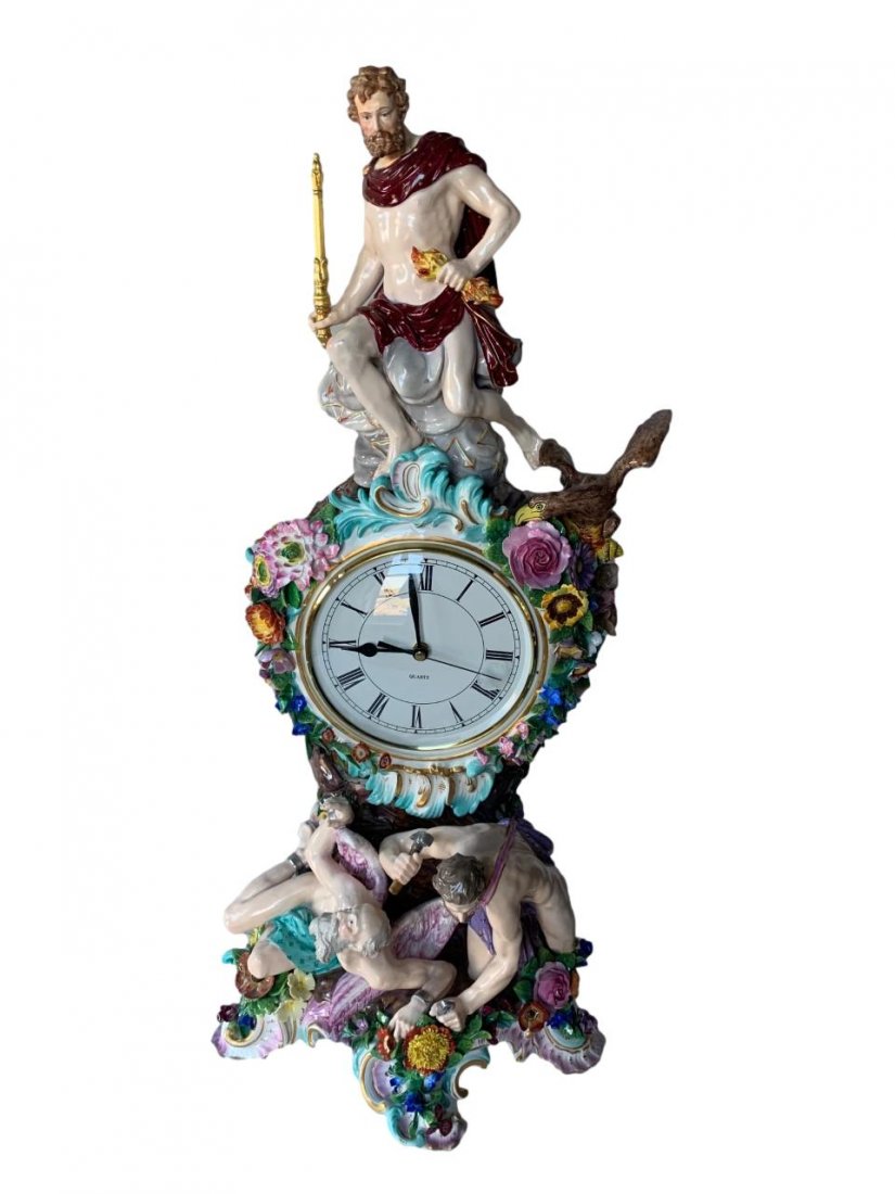 Monumental Antique Meissen Clock