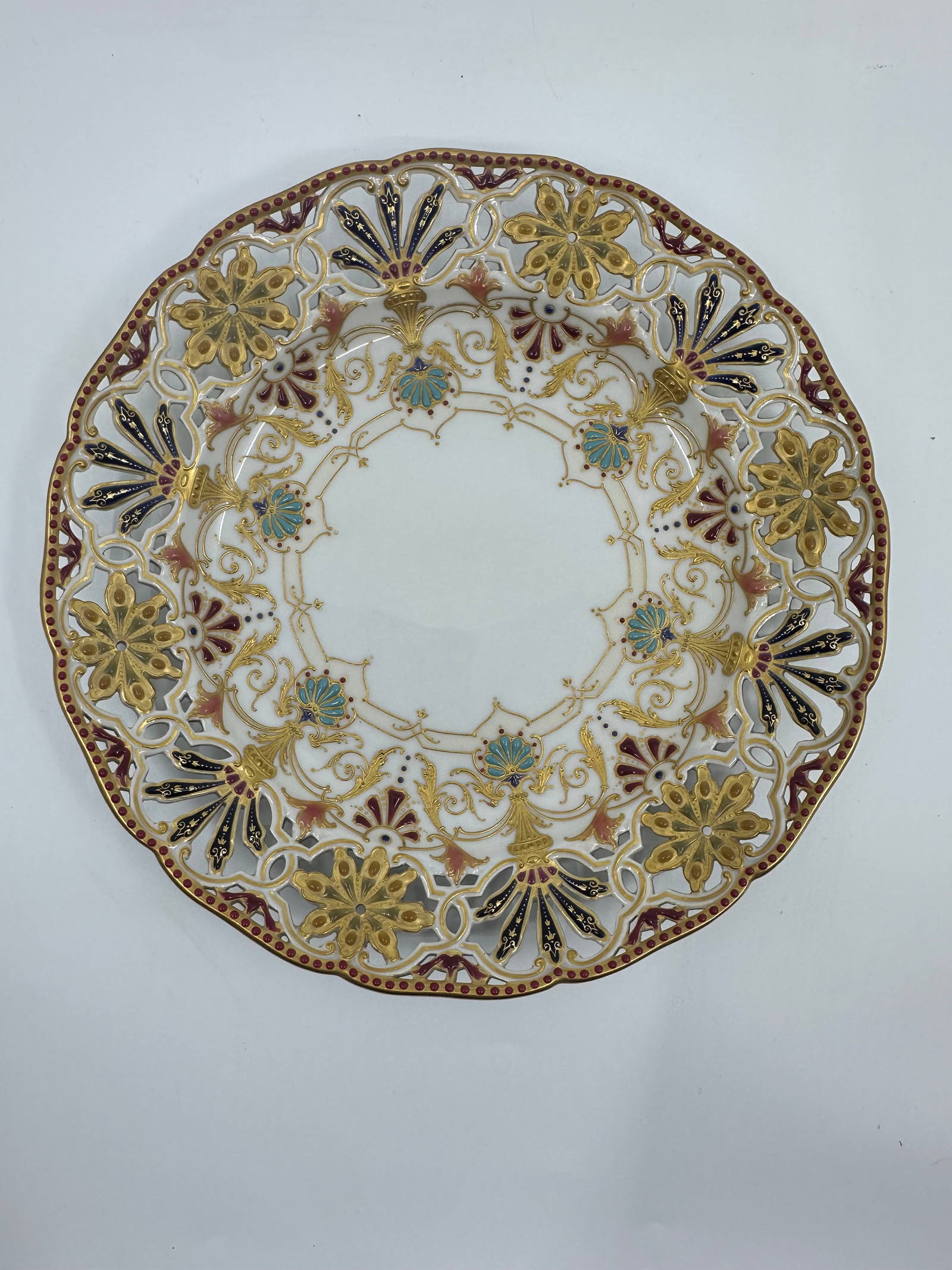 Kpm Enameled Reticulated Porcelain Cabinet Plate Auction