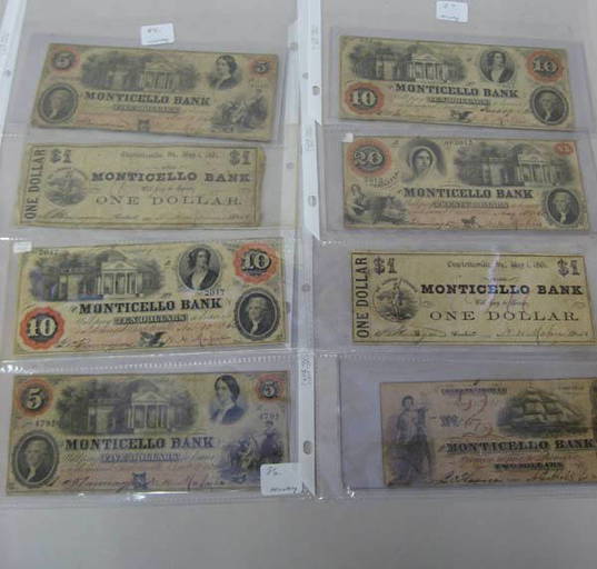 A Lot Of Civil War Monticello Bank Notes,