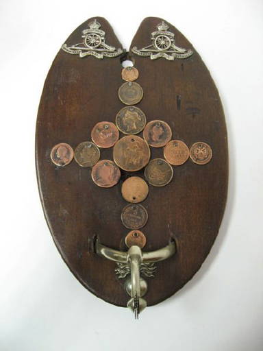 Old English Coin Plaque W/ Two Insignias