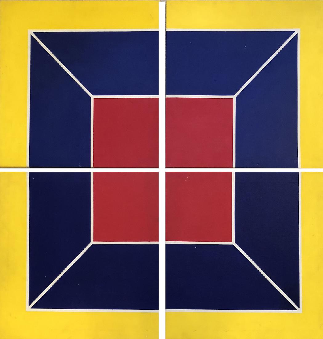 MANNER of FRANK STELLA - Set of 4 Original Oil/Canvas