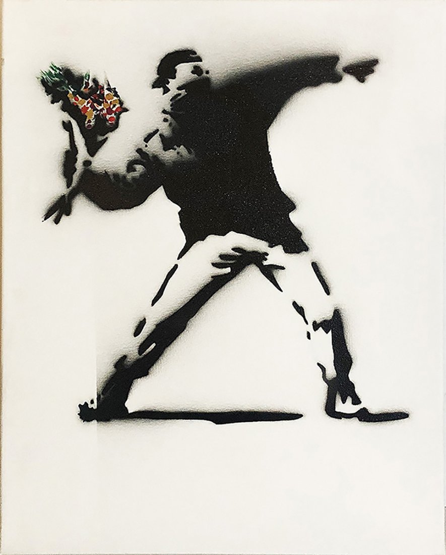 BANKSY - 'Rage Flower Thrower' WOH "ORIGINAL" Canvas