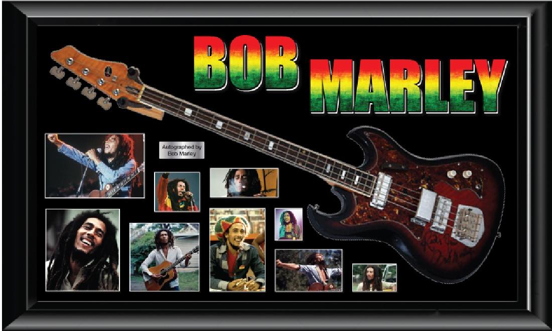 Bob Marley Signed And Framed Guitar