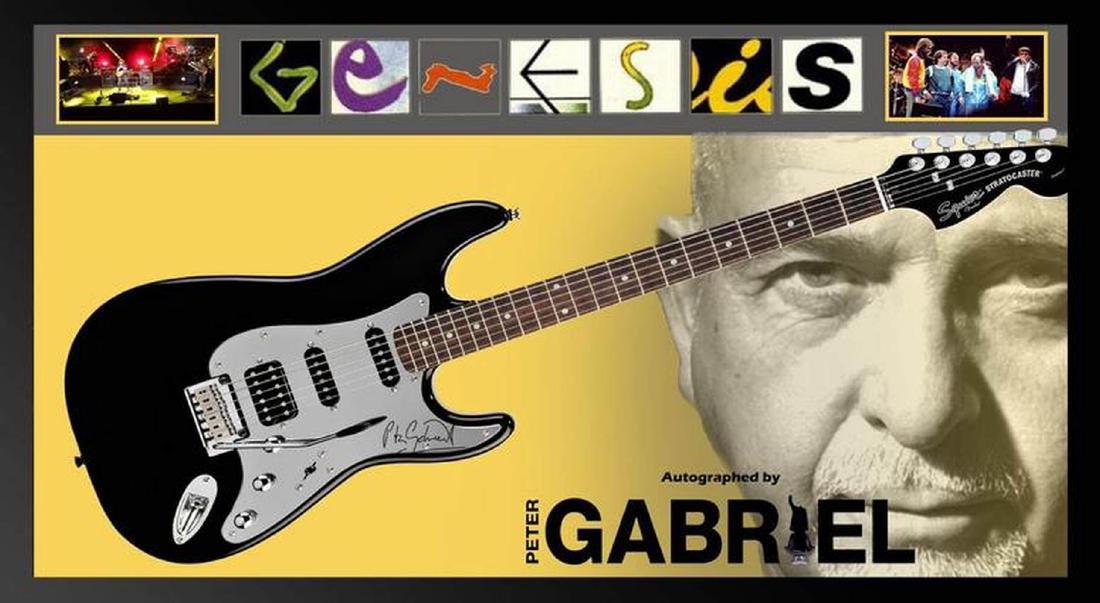 Peter Gabriel Signed and Framed Guitar