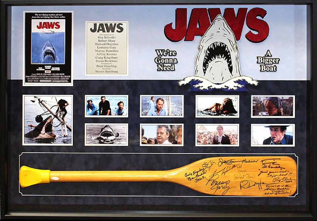 Jaws Cast Signed Boat Oar Collage