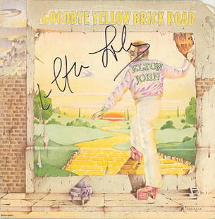 Elton John Signed Goodbye Yellow Brick Road Vinyl Album Cover