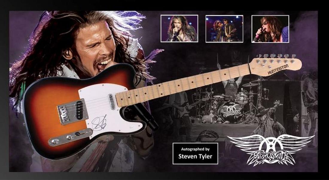 Steven Tyler Signed and Framed Guitar