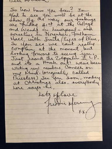 Freddie Mercury Signed & Handwritten Letter