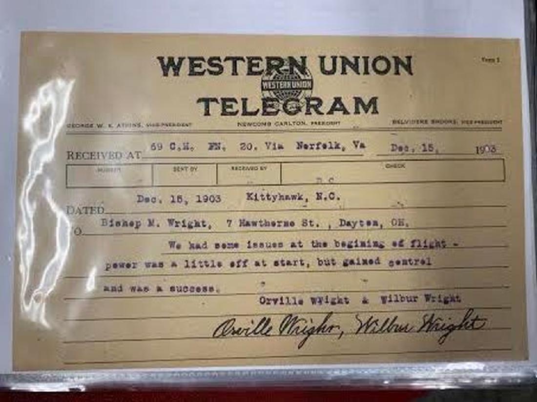 Wright Brothers Signed & Written Telegram