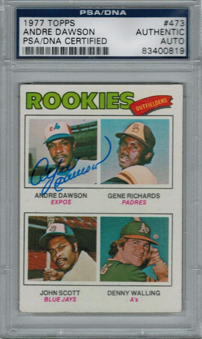Andre Dawson Signed Expos 1977 Topps Rookie Card #473
