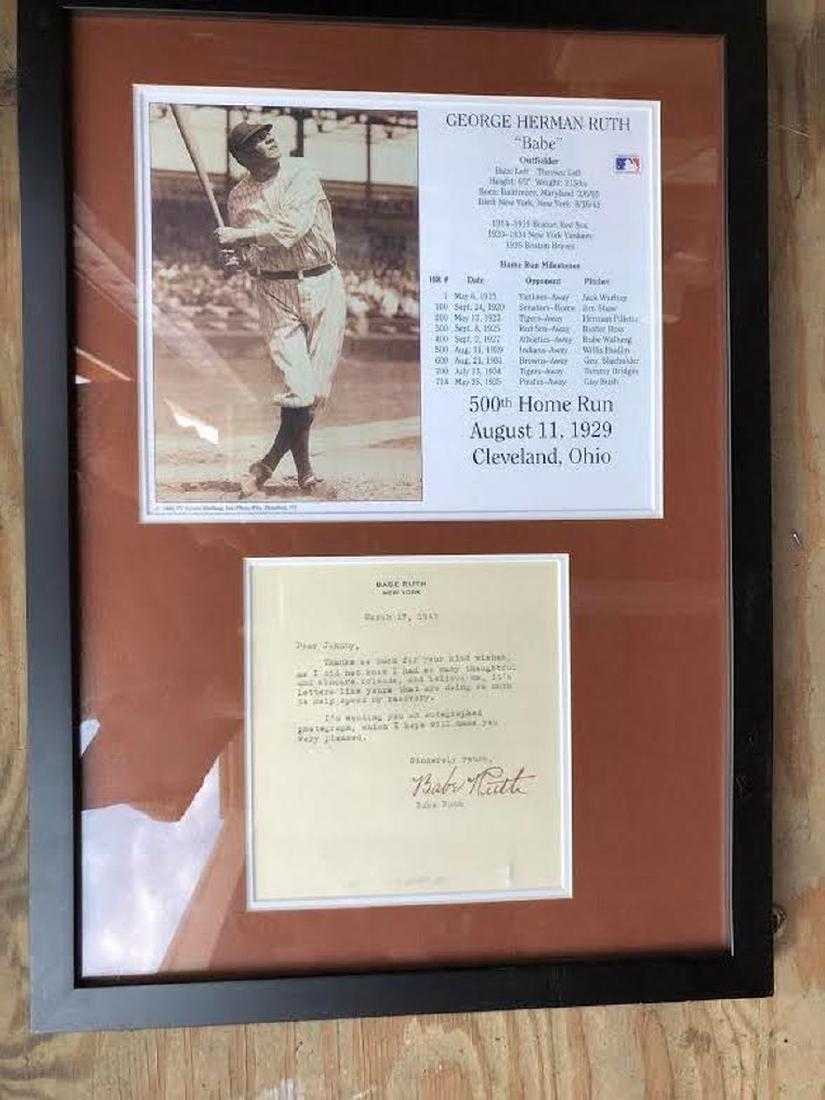 Babe Ruth Signed Letter Collage