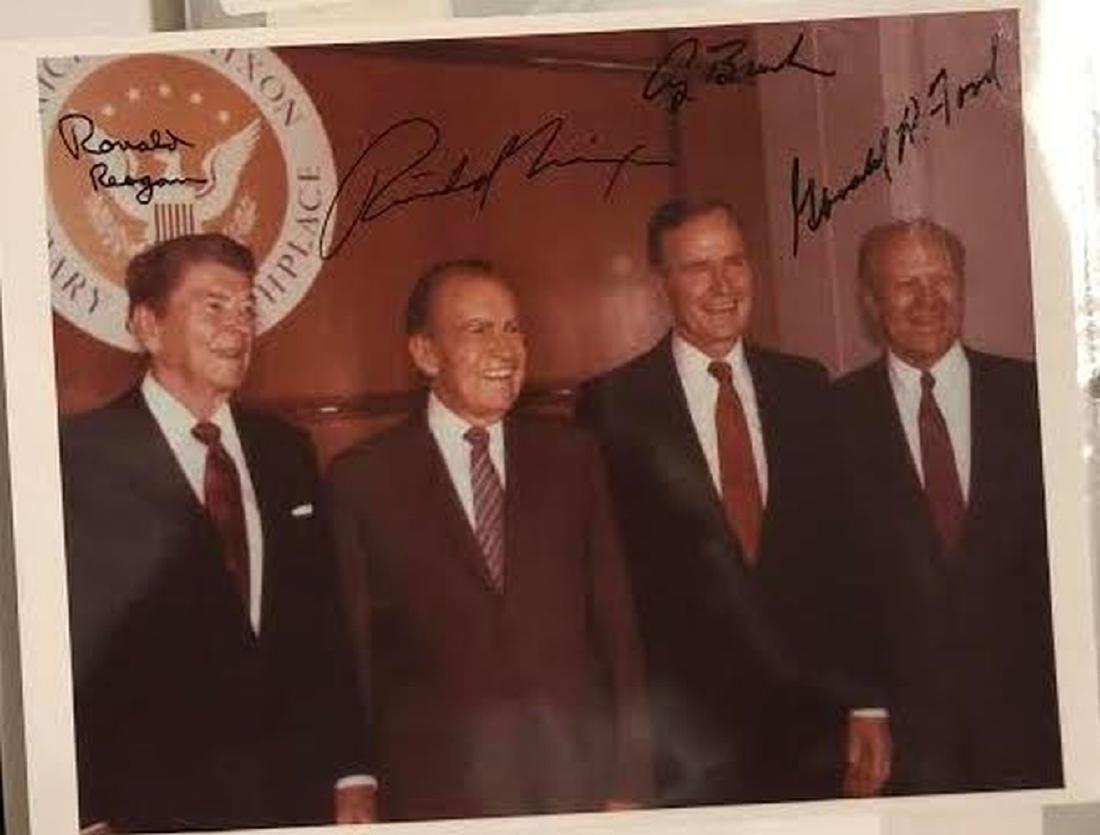 Nixon, Reagan, Ford & Bush Signed Group Photo