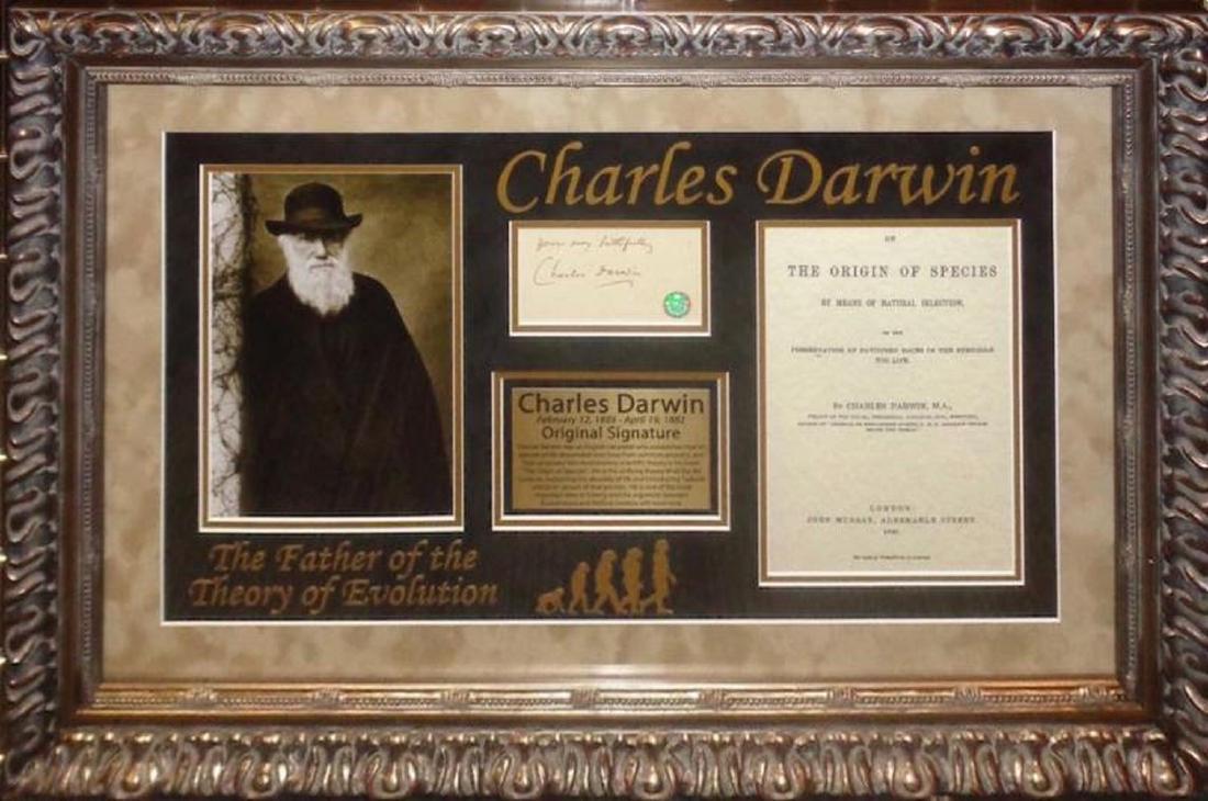 Charles Darwin Framed Signature Collage