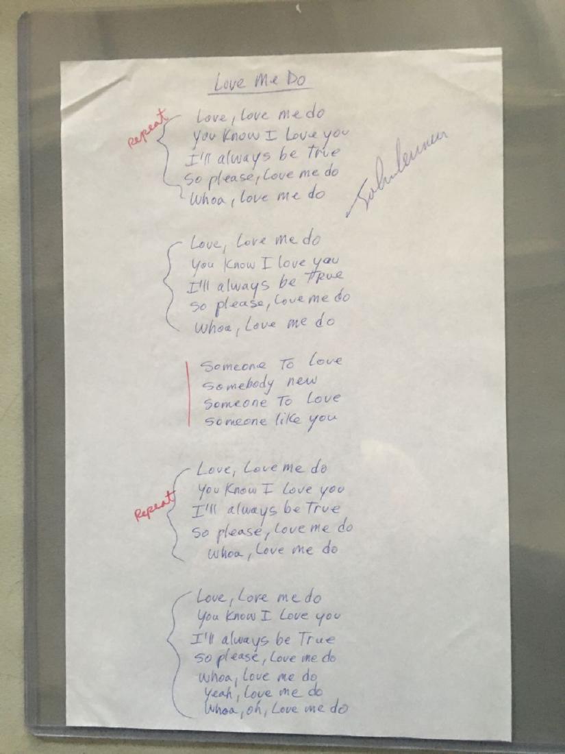 John Lennon Signed Love Me Do Lyrics - Feb 23, 2019 | High End ...