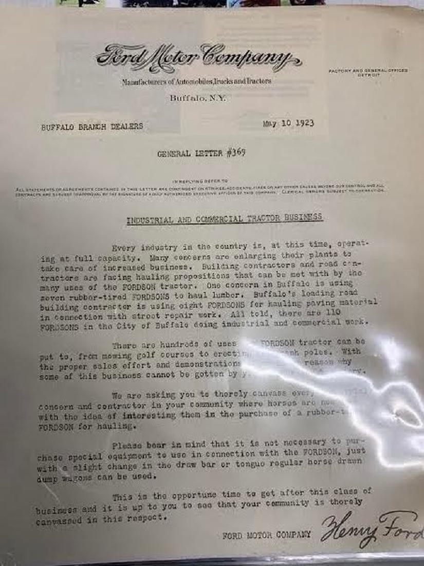 Henry Ford Signed Letter on Ford Motor Company