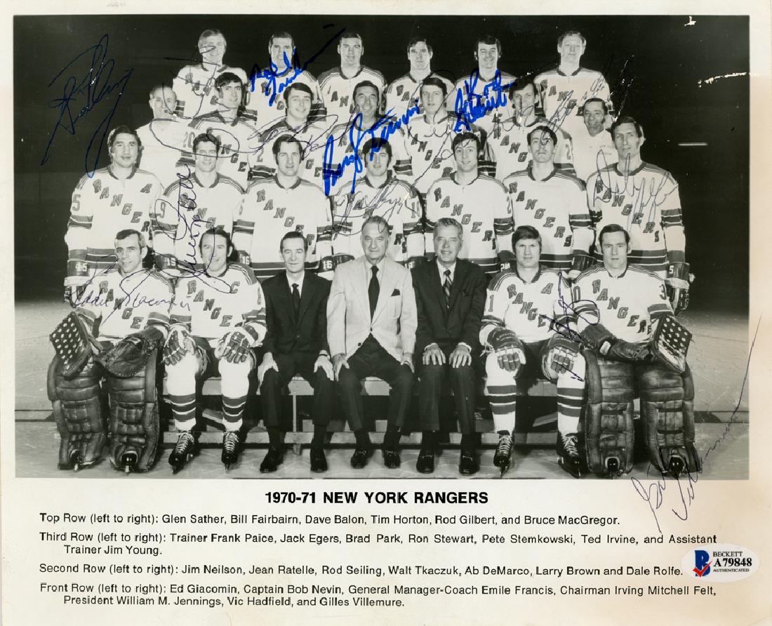 1970-71 New York Rangers Autographed 8x10 Photo With 14
