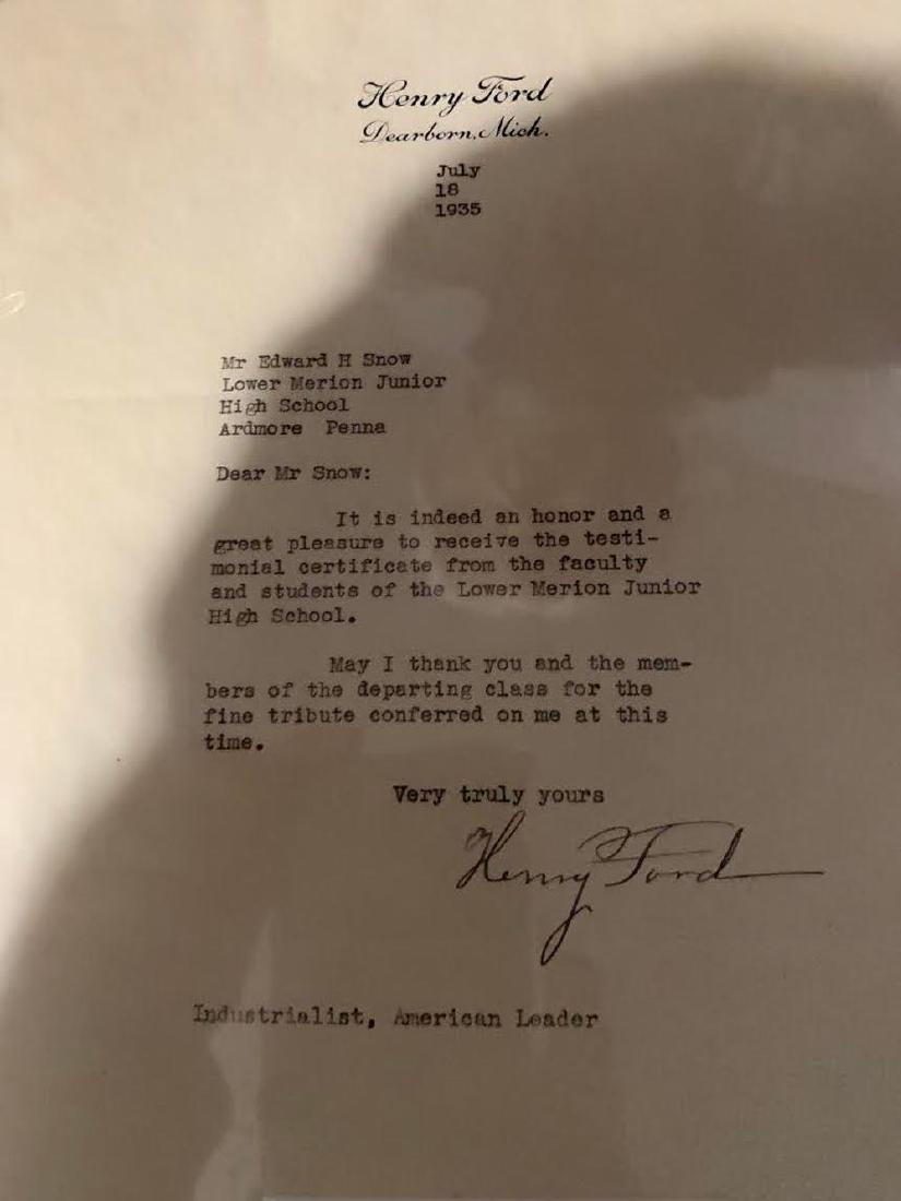 Henry Ford Signed Letter