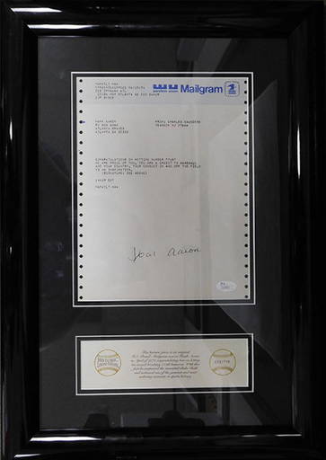 Jsa Authenticated Usps Mailgram Congratulating Hank