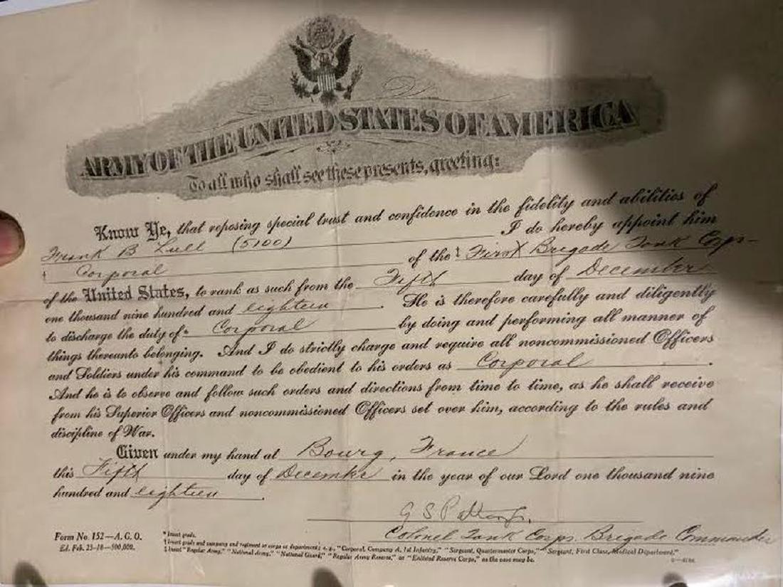 PSA General George Patton Signed Promotion Letter