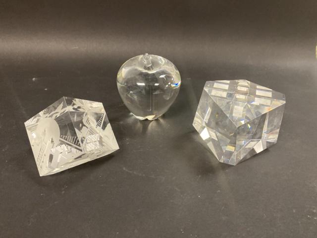 3 Signed Steuben Paperweights