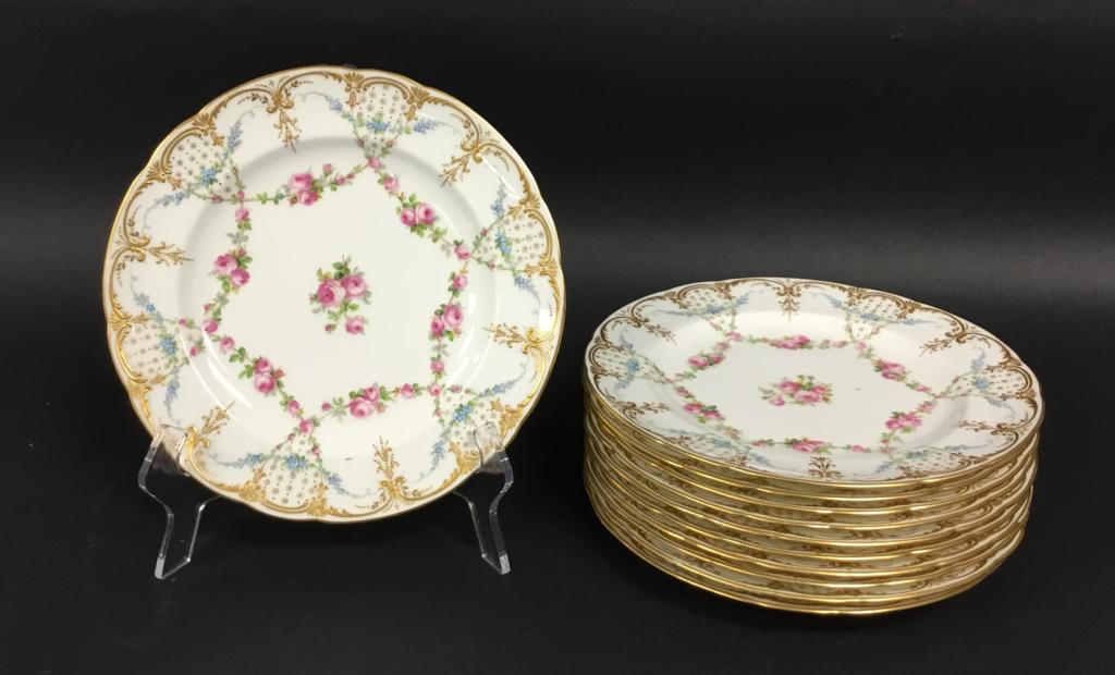 Set Of 11 Hand Painted Minton Porcelain Plates