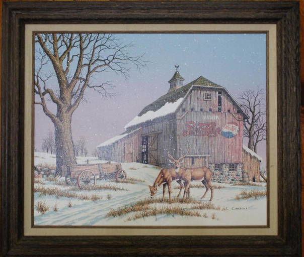 C. Carson Pepsi Cola Amish Barn Serigraph