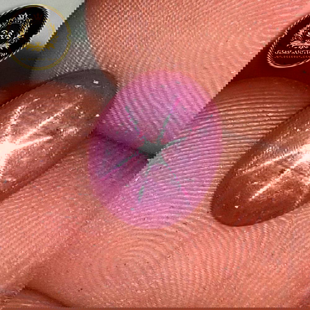 5.48 Ct Natural Untreated Red Six Line Indian Star Ruby Round Cab Auction