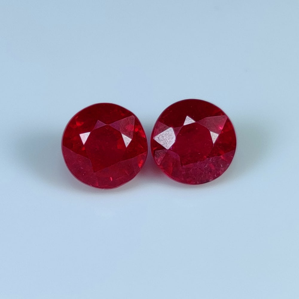 Buy 5.84 Ct Natural Pinkish Red Ruby Round Cut Matching Pair | Gems ...