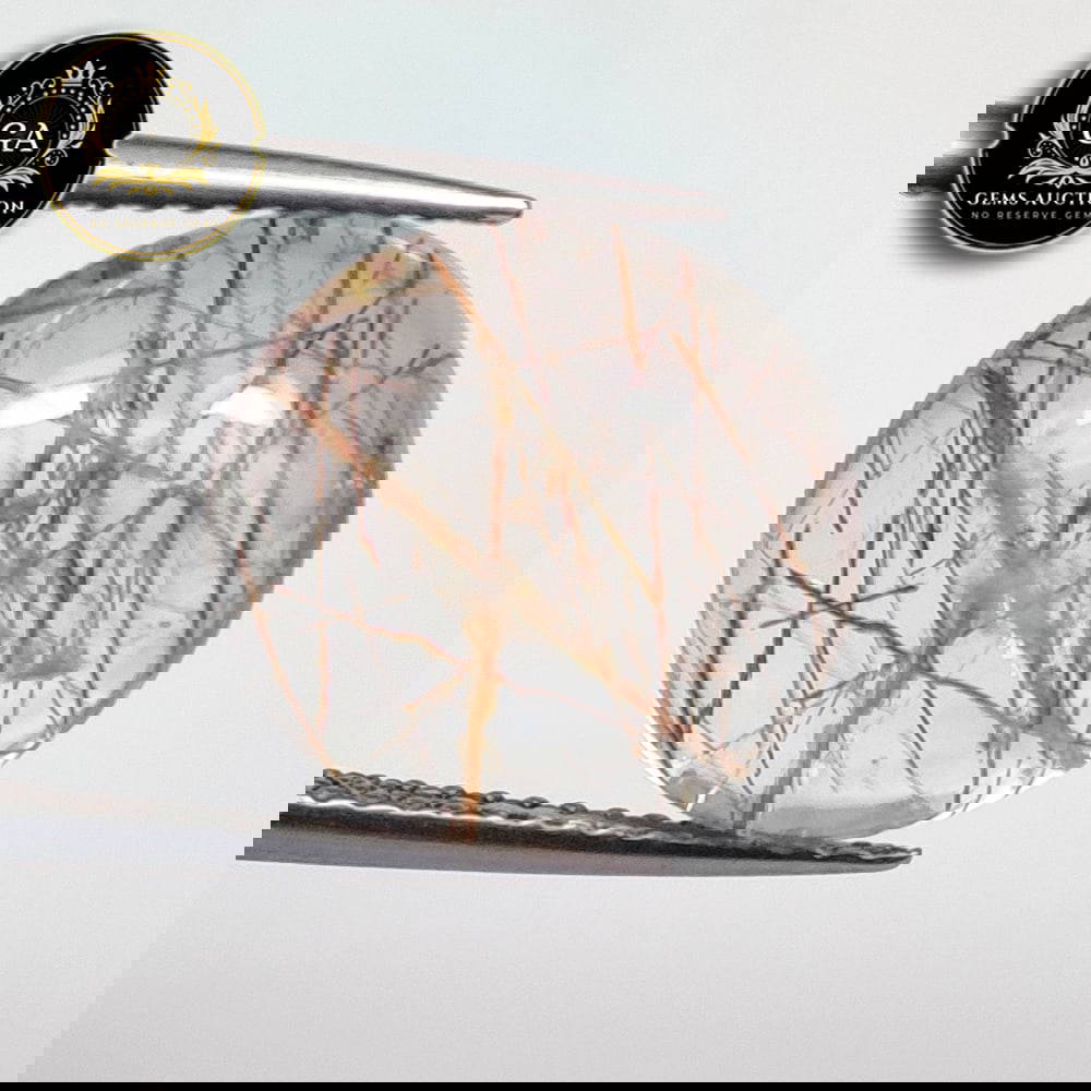 6.77 Ct Natural Brown Hair Rutile Quartz Round Cab Auction