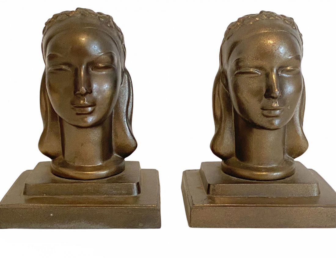 Frankart Art Deco Lady Head Bookends