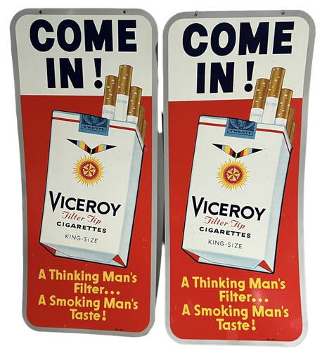Two Vintage Tin Viceroy Cigarettes Advertising Signs (#0016) on Oct 30 ...