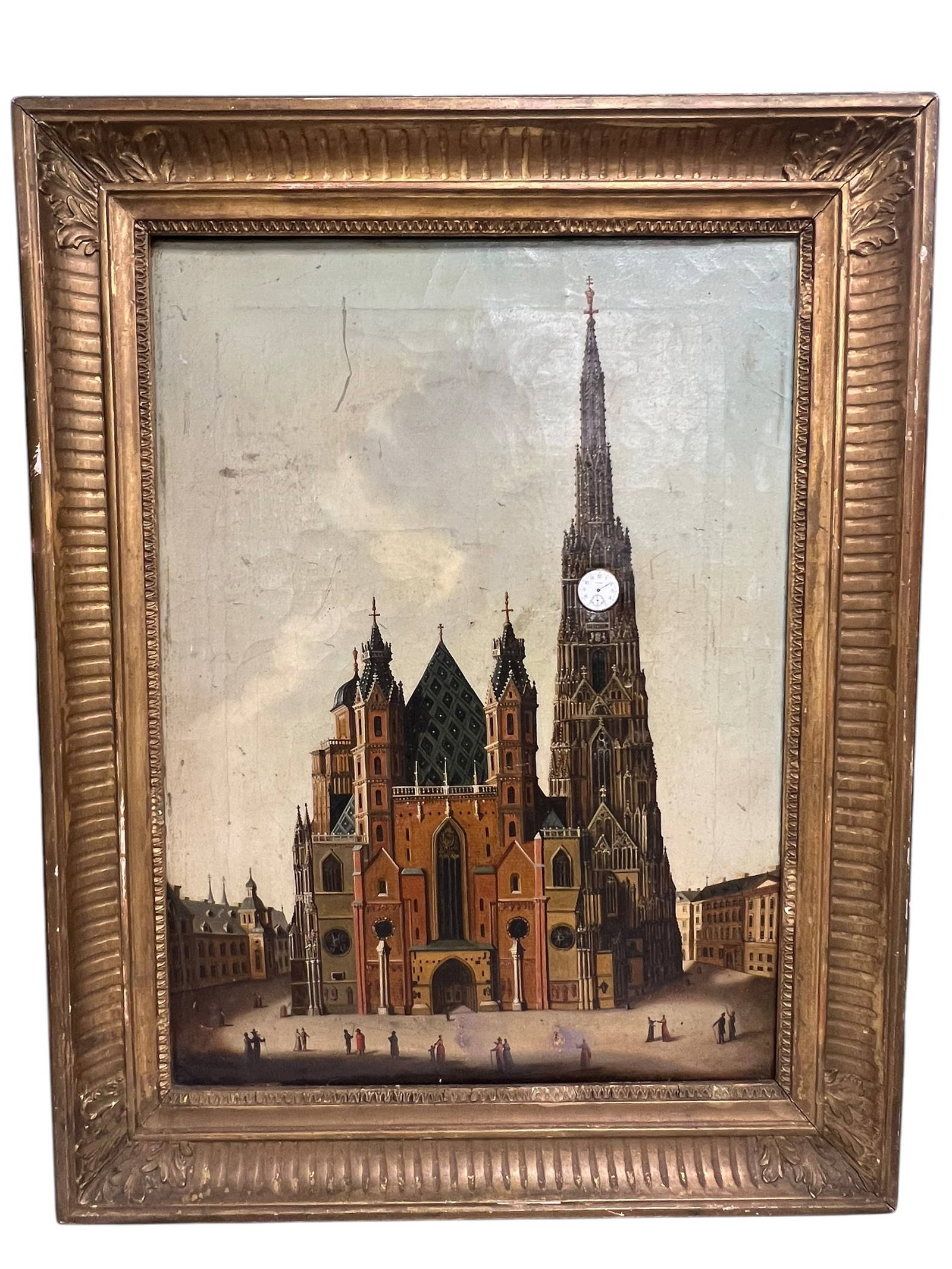 Large Antique Oil Painting Converted To A Clockwork Music Box Auction