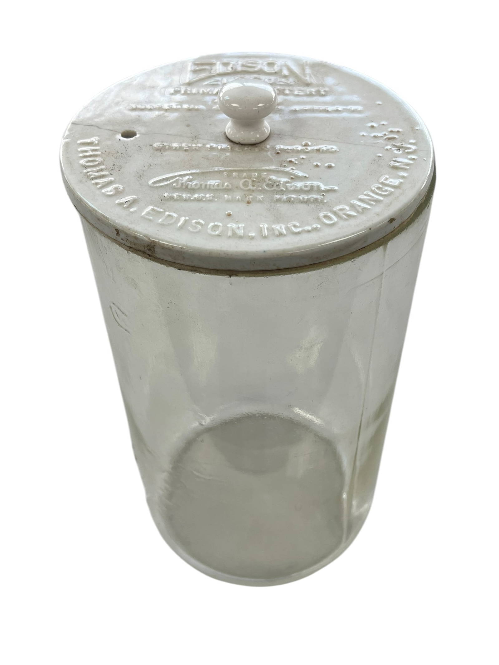 Edison Primary Battery Glass Jar With Cover Auction