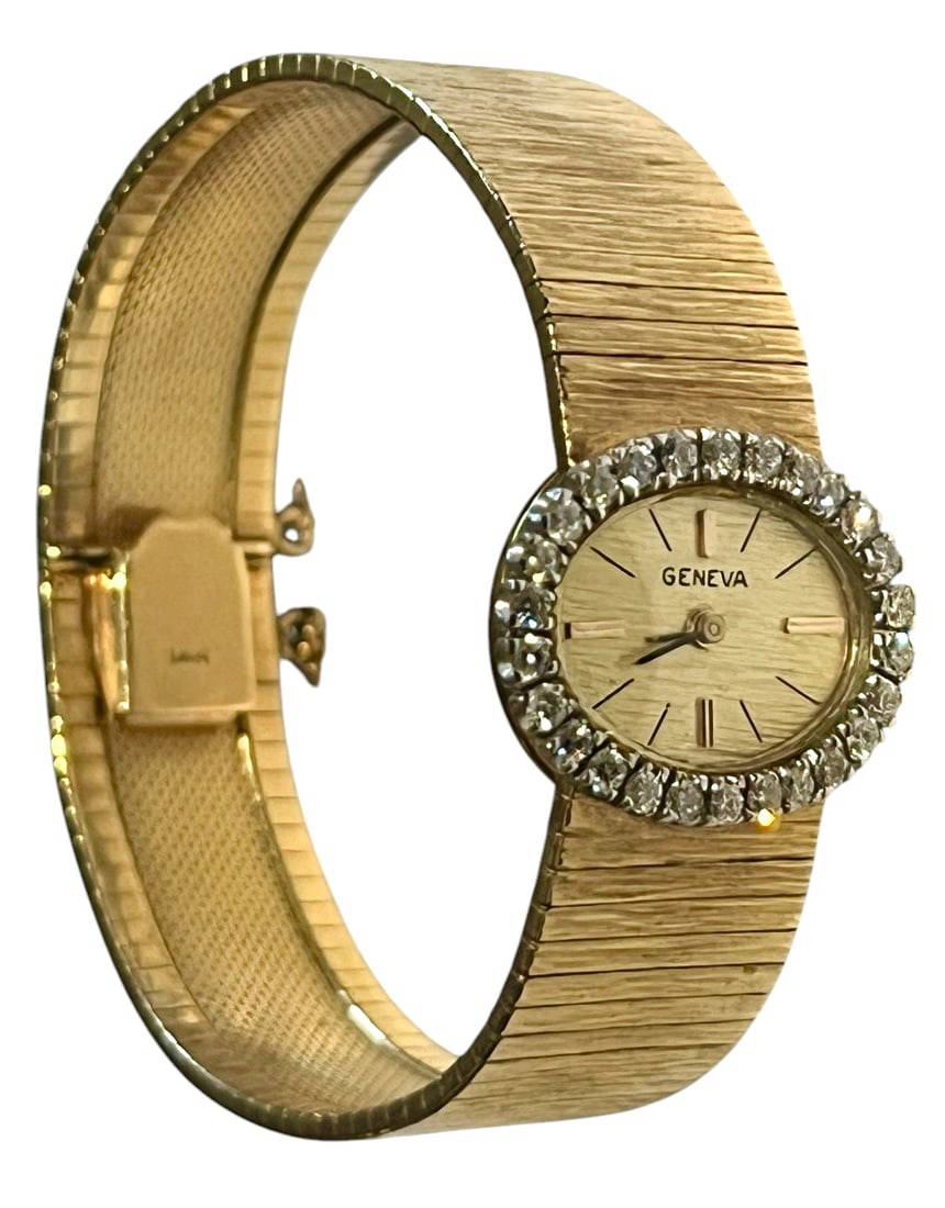 14k Gold Geneva Ladies Watch With Diamonds Auction