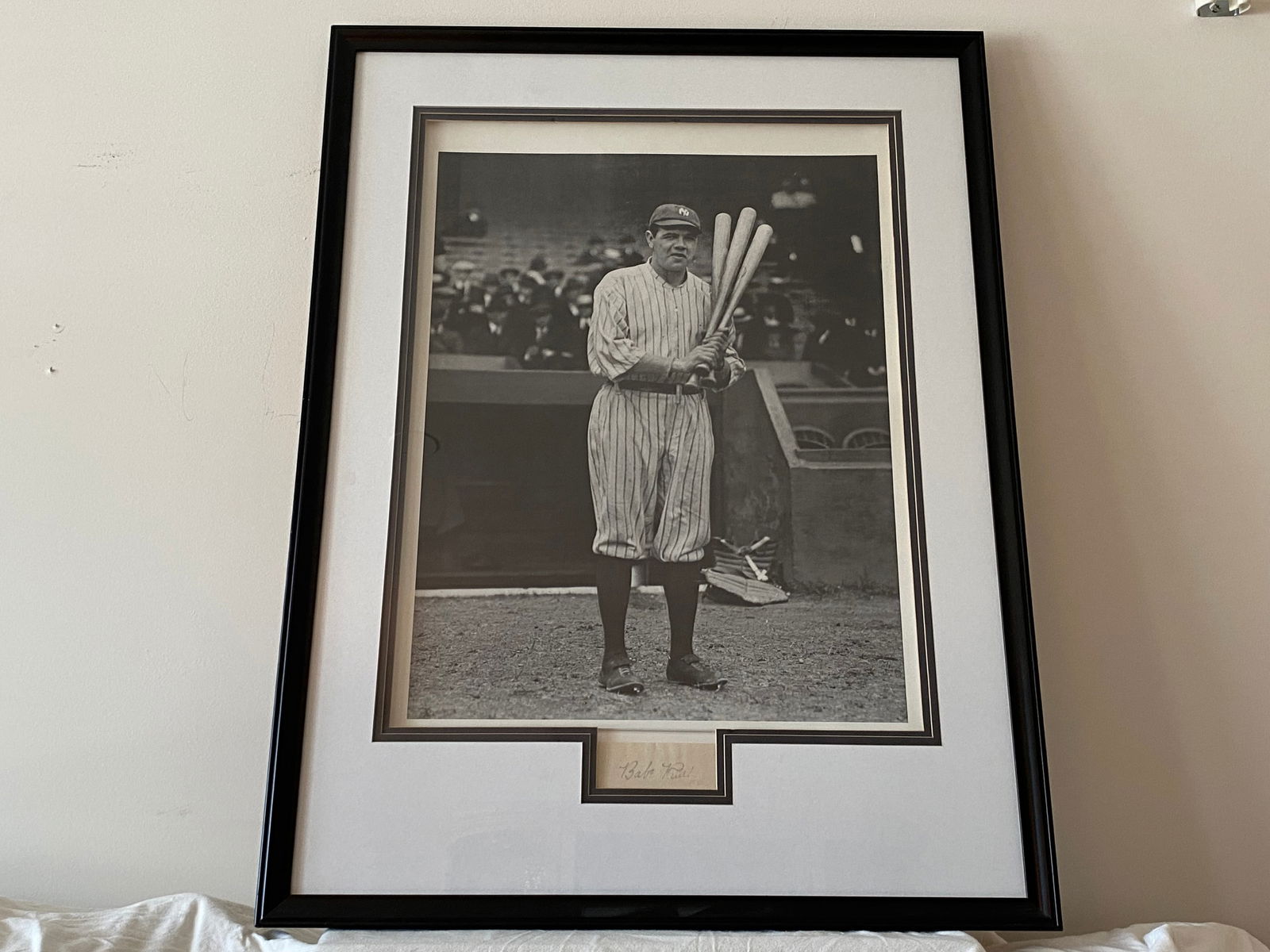Certified Babe Ruth Autograph Cut W/ 20 X 24 Print Auction