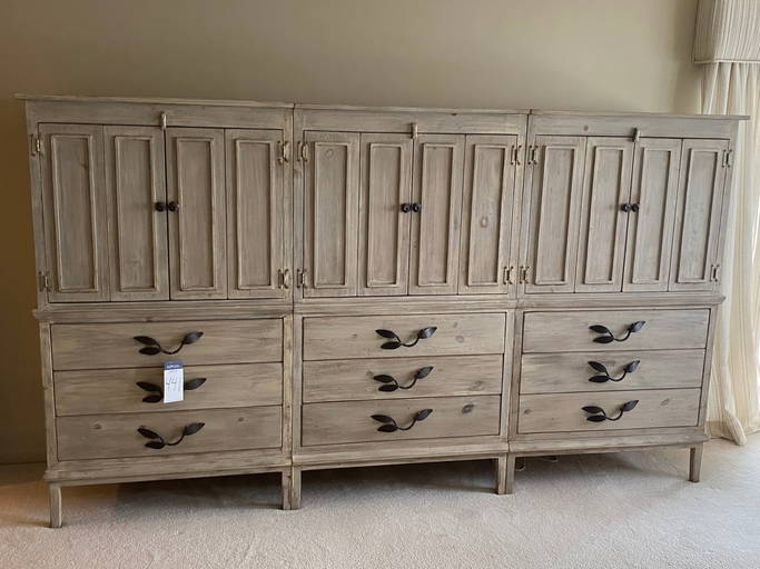 Hooker 3 Section Double Door 3 Drawer Wall Unit