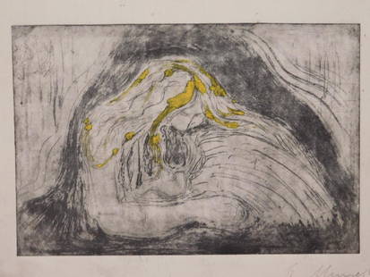 Edvard Munch (1863 1944, Norwegian) Etching Norwegian Landscape
