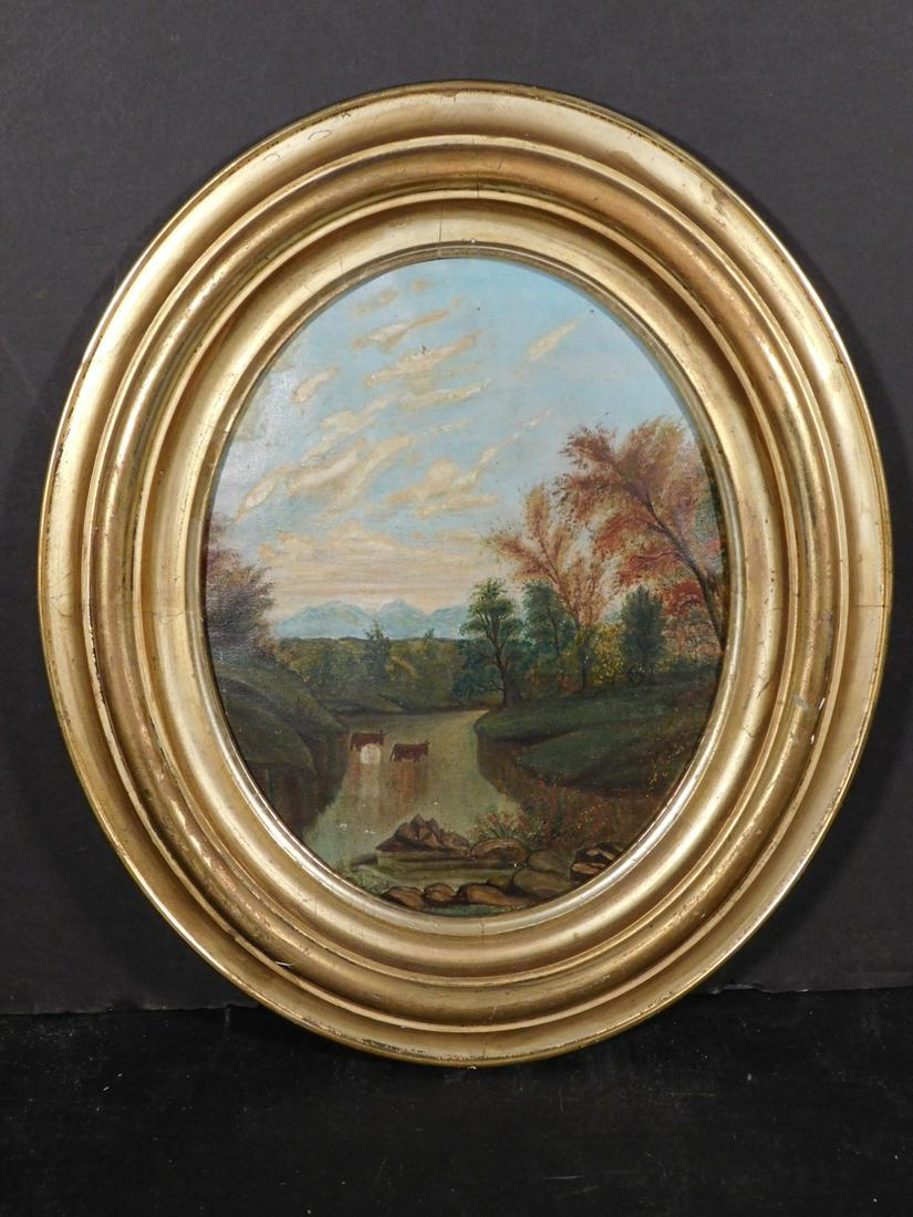 19th c. Oval Landscape Painting - Nov 03, 2021 | 500 Gallery in MA